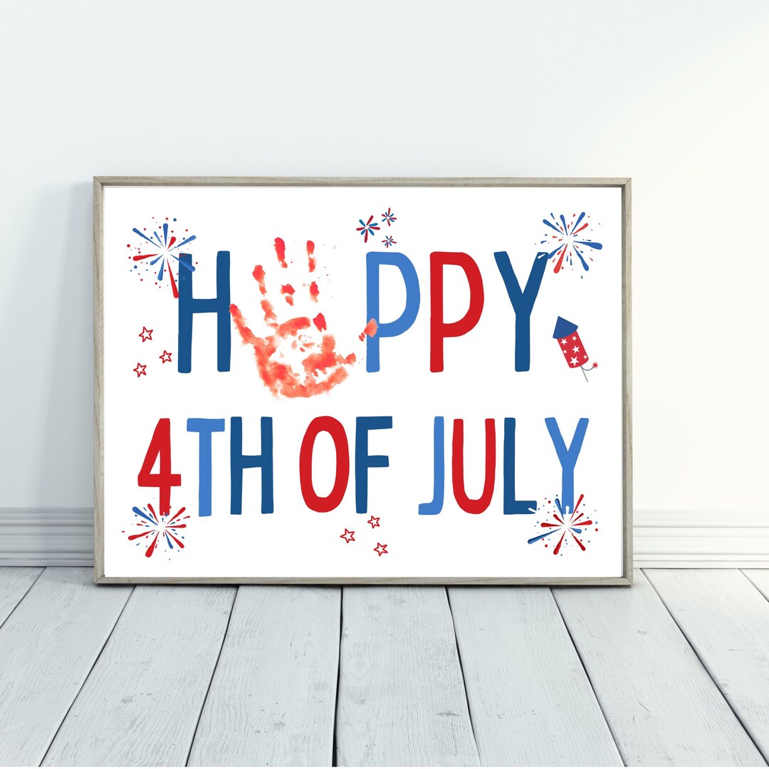 Fourth of July Handprint Art Craft, Patriotic July 4 Toddler Handprint ...
