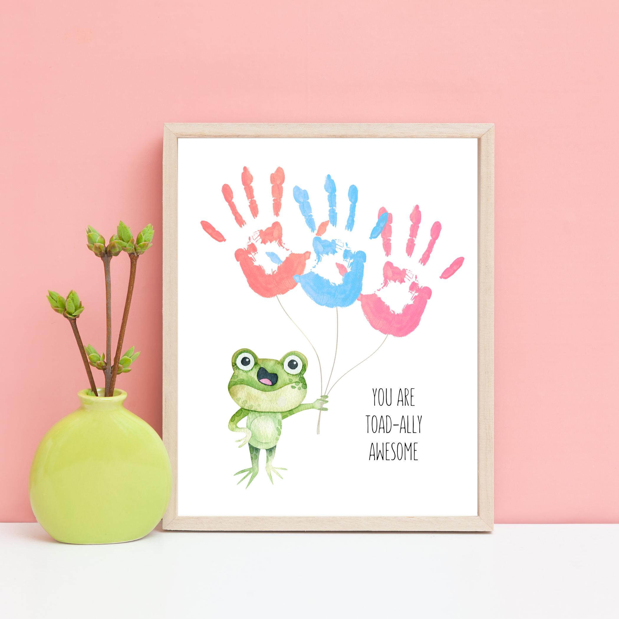 Toadally Awesome Handprint Craft DIY, Frog Toddler Handprint Art, Toad ...