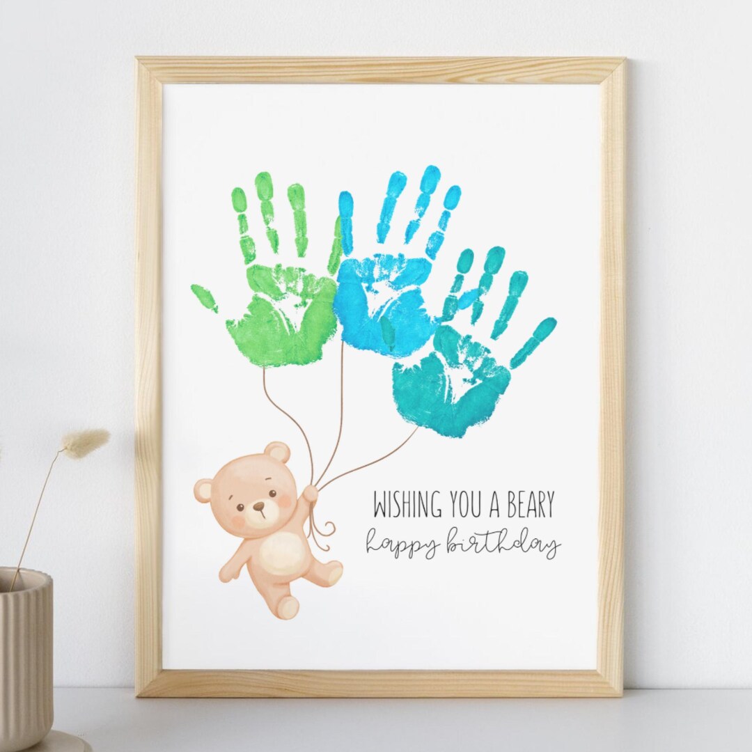 Happy Birthday Handprint Craft DIY, Bear Handprint Craft, Handprint ...