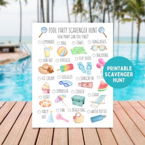 Pool Party Scavenger Hunt Activity, Pool Scavenger Hunt List, Poolside ...