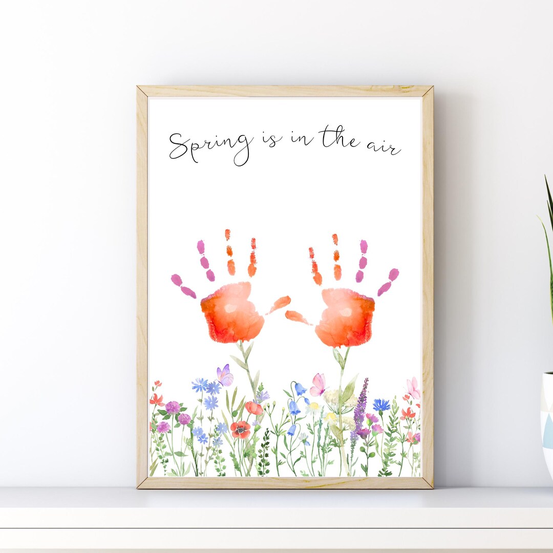 Spring is in the Air Handprint Art Craft, Watercolor Spring Floral ...