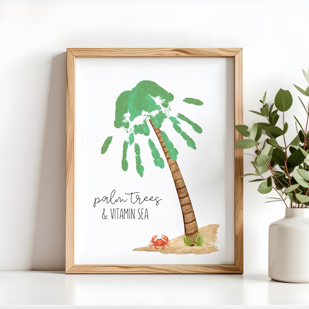 Palm Tree Handprint Keepsake Art, Summer Beach Handprint Art Craft DIY ...