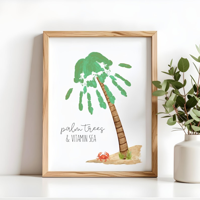 Palm Tree Handprint Keepsake Art, Summer Beach Handprint Art Craft DIY ...