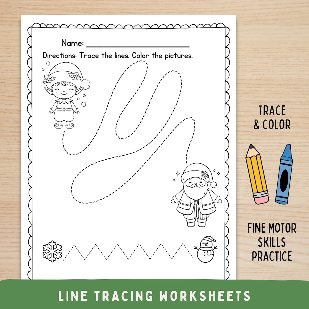 Winter Preschool Fine Motor Skills Worksheets, Christmas Line Tracing ...