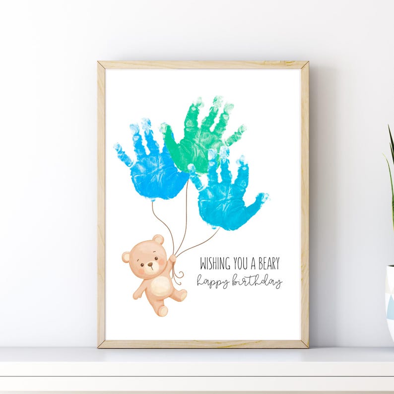 Beary Happy Birthday Handprint Craft DIY, Bear Handprint Craft ...