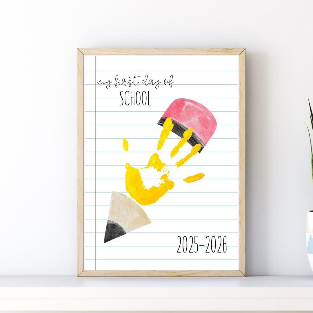 First Day of School Handprint Craft, Pencil Back to School Keepsake Art ...