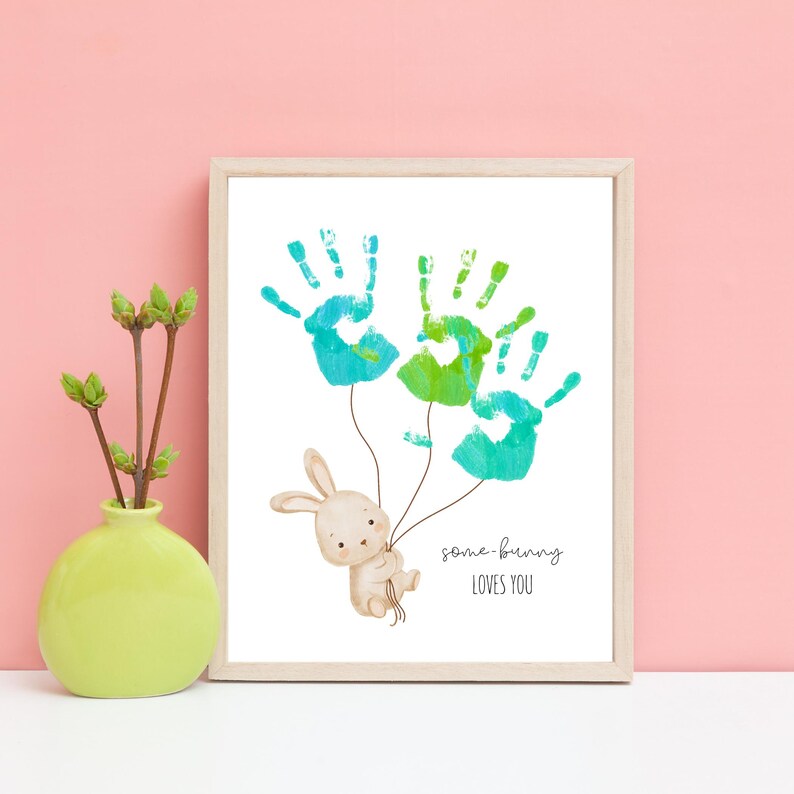 Some Bunny Loves You Handprint Craft DIY, Toddler Handprint Art Bunny ...
