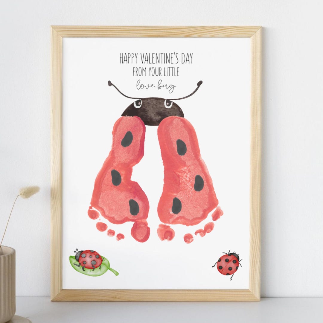 Love Bug Footprint Craft, Valentine's Day Lady Bug Handprint Keepsake ...
