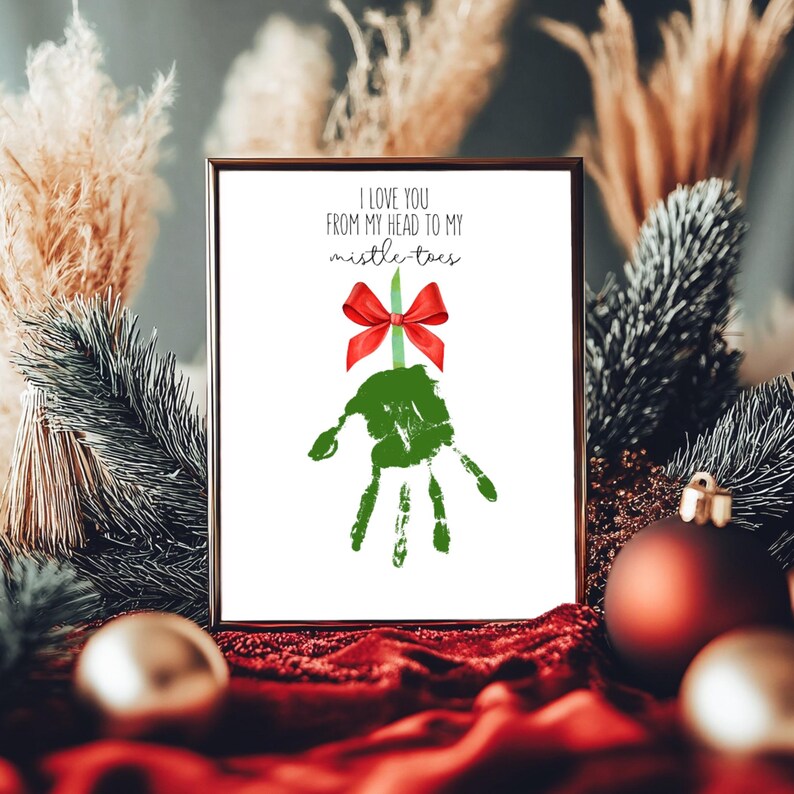 Mistletoe Footprint Craft DIY, Christmas Preschool Toddler Footprint ...