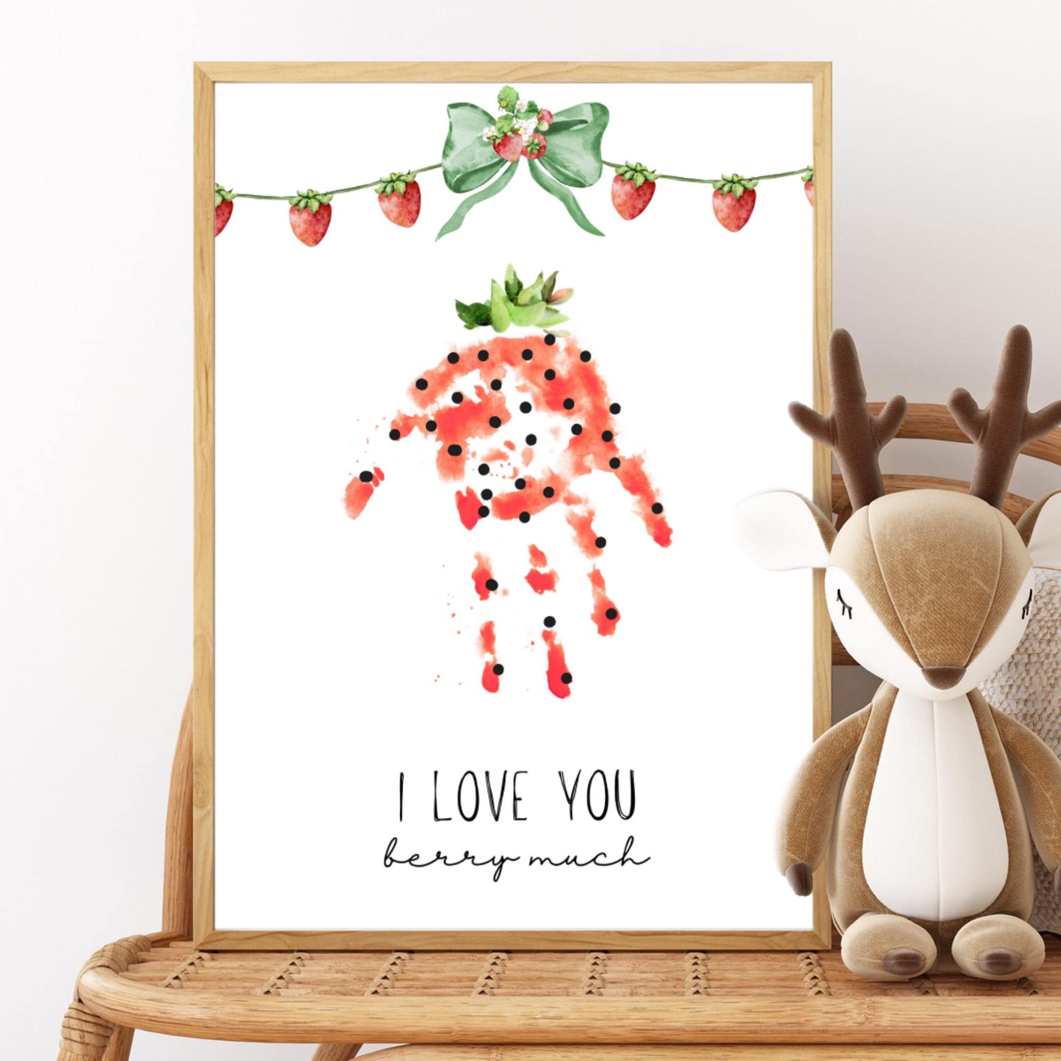 I Love You Berry Much Footprint Art Craft DIY, Summer Strawberry ...