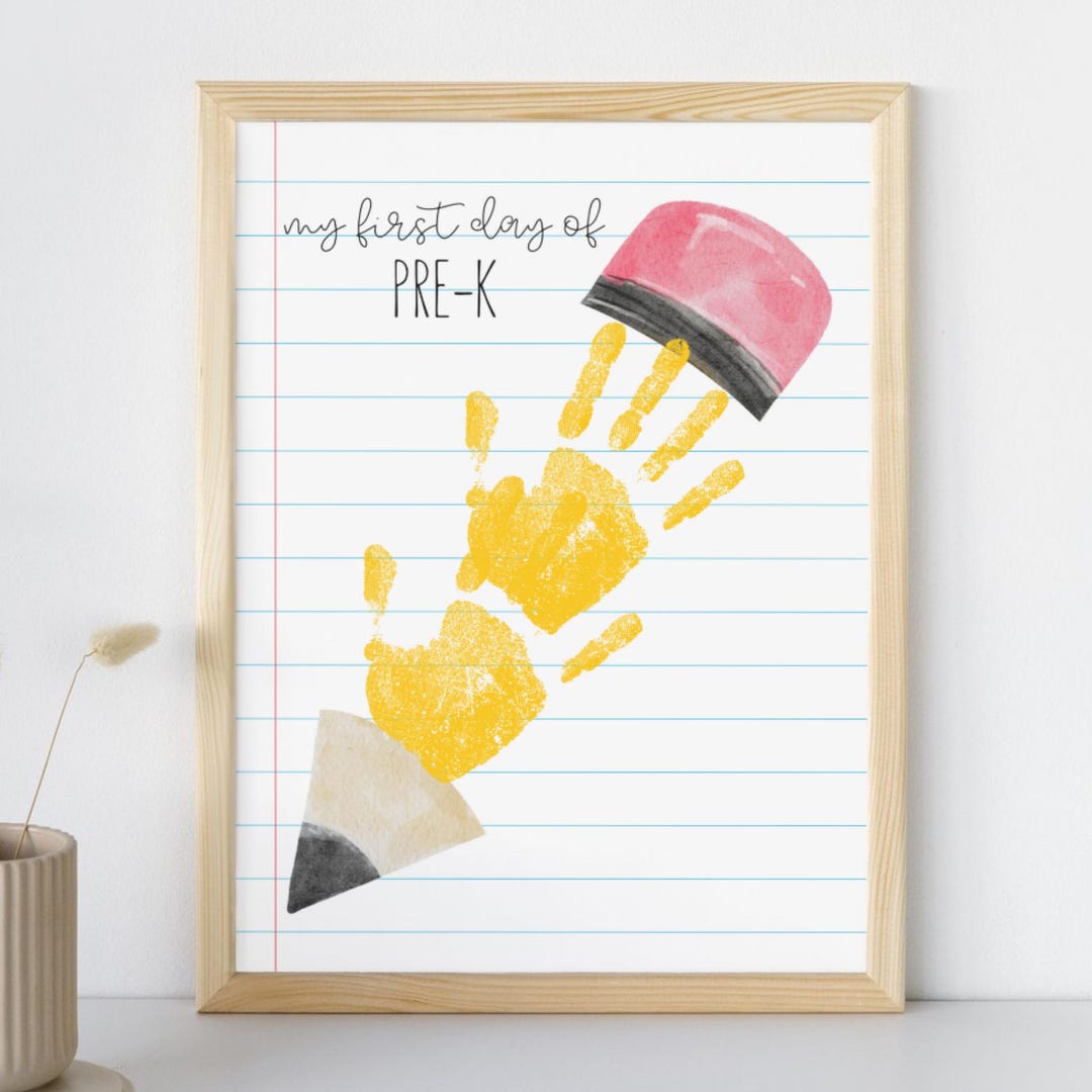 First Day of Pre K Handprint Craft, Pre-k Back to School Keepsake Art ...