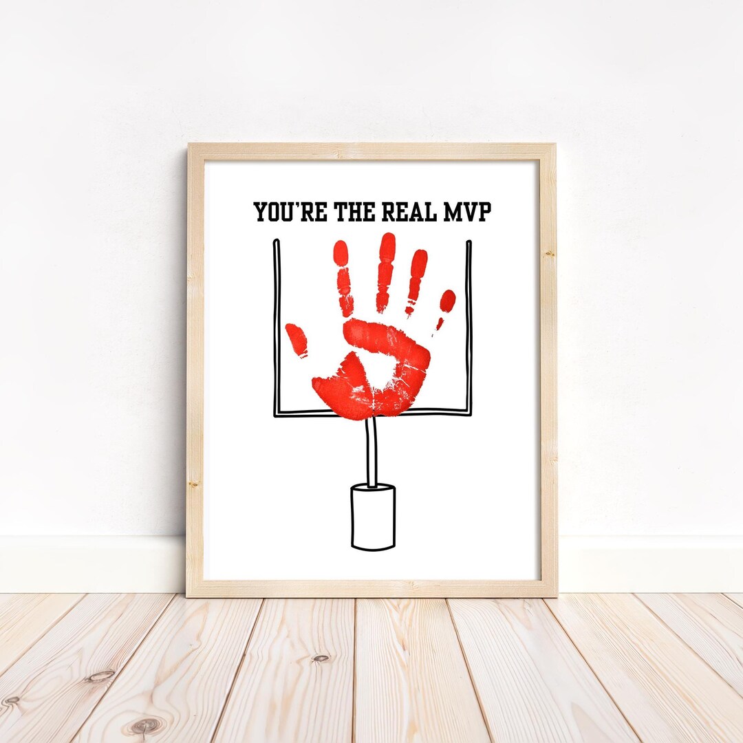 Football Real MVP Handprint Art Craft DIY, Fathers Day Football ...
