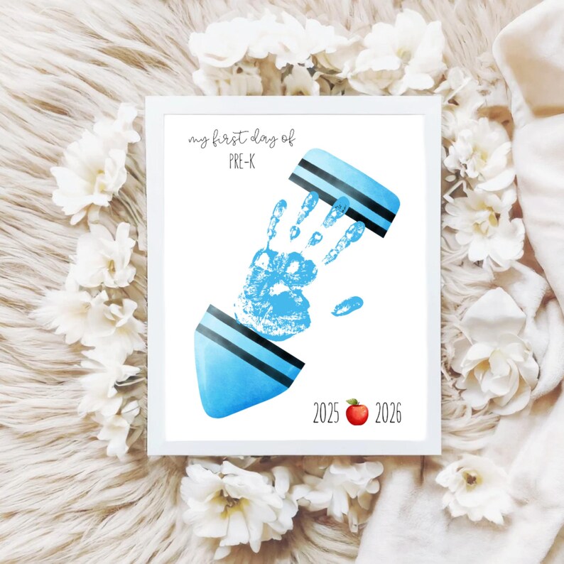 First Day of Pre-k Handprint Craft, Crayon Handprint Craft, Back to ...