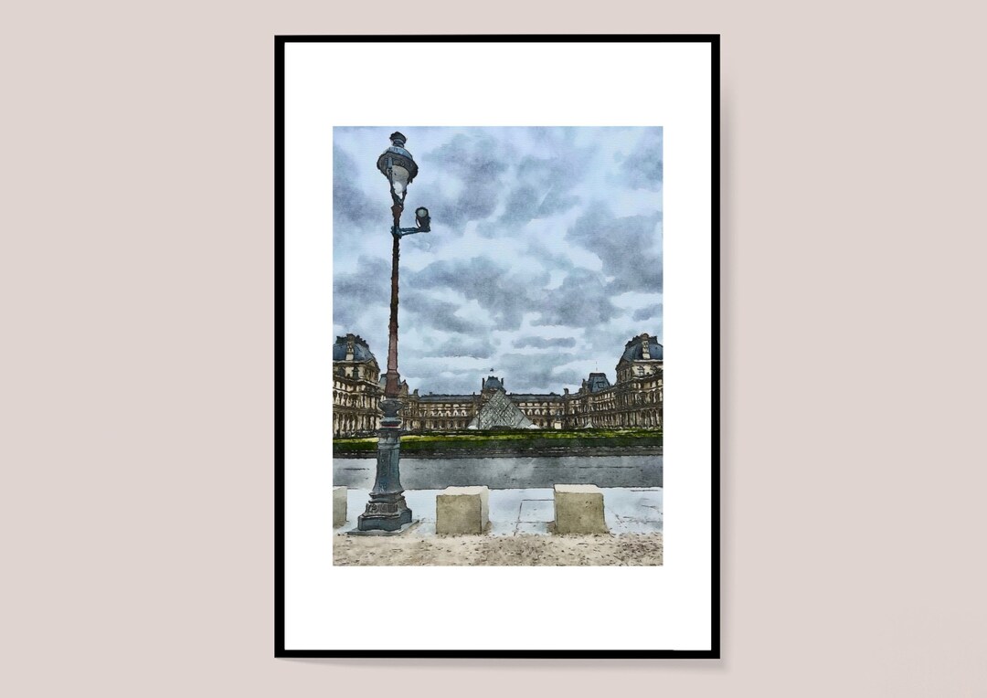 Louvre Watercolour Poster Artwork Paris Wall Art Print - Etsy