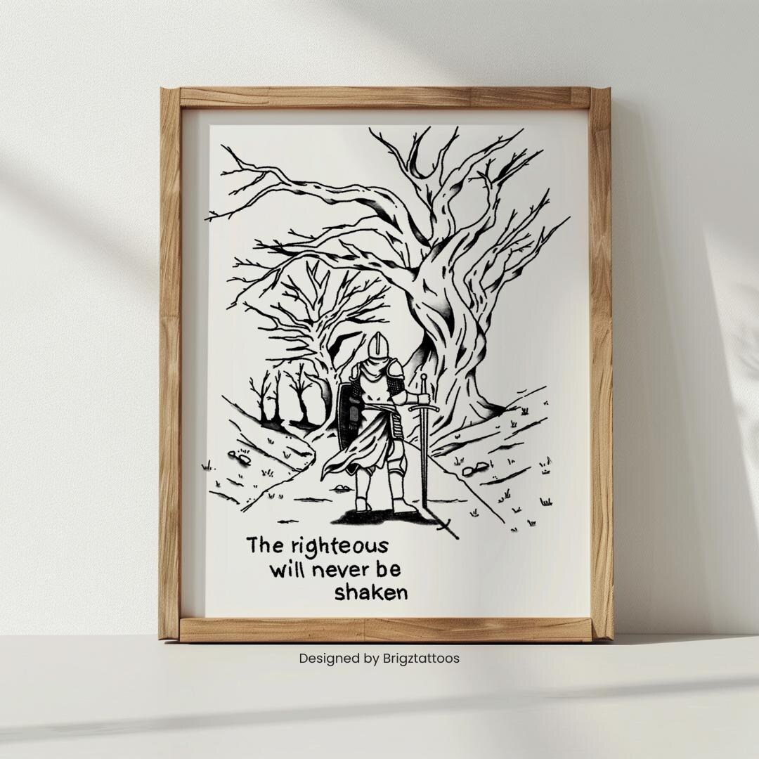 Proverbs 10:30 Wall Art Knight and Dark Forest Wooden Framed Print - Etsy