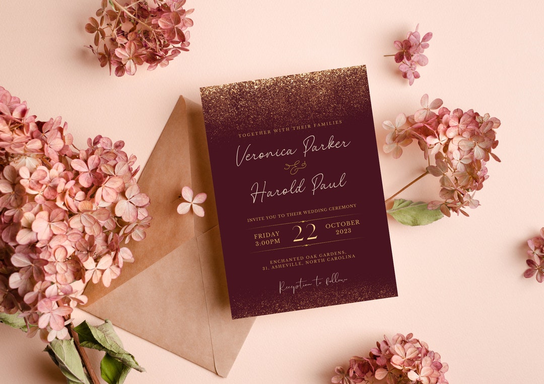 Red Printable Wedding Invitation Template - Etsy