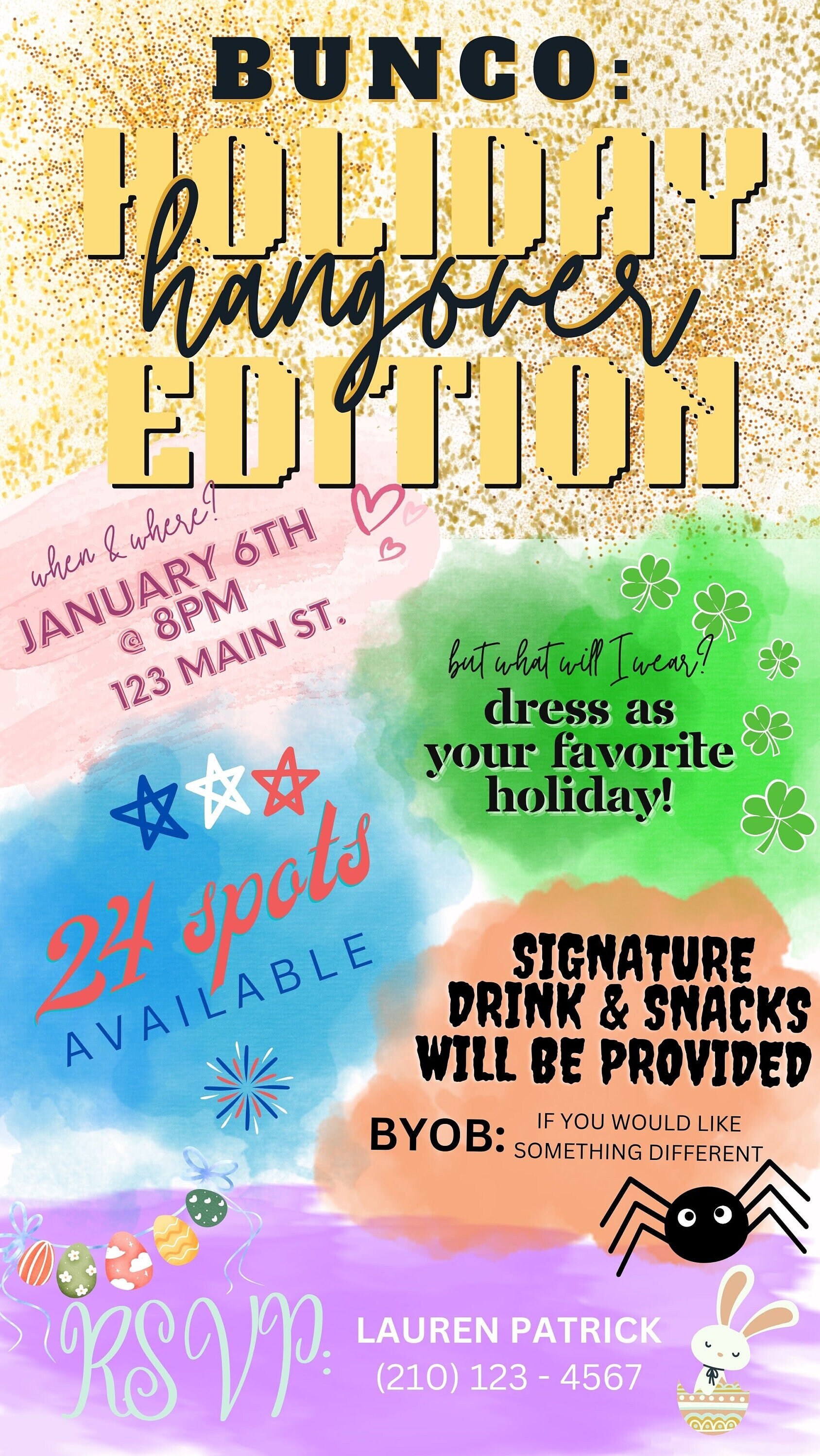 Editable Holiday Bunco Themed Party Invitation Template - Etsy