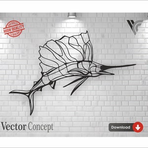 Swordfish Wall Art Decor Vector File for Cnc Machine and Cricut . File ...