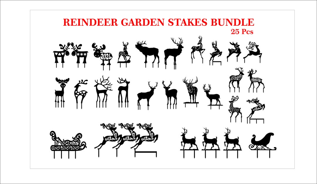 Reindeer Garden Stakes Vector File: Christmas Decor (25 Pcs) (digital ...