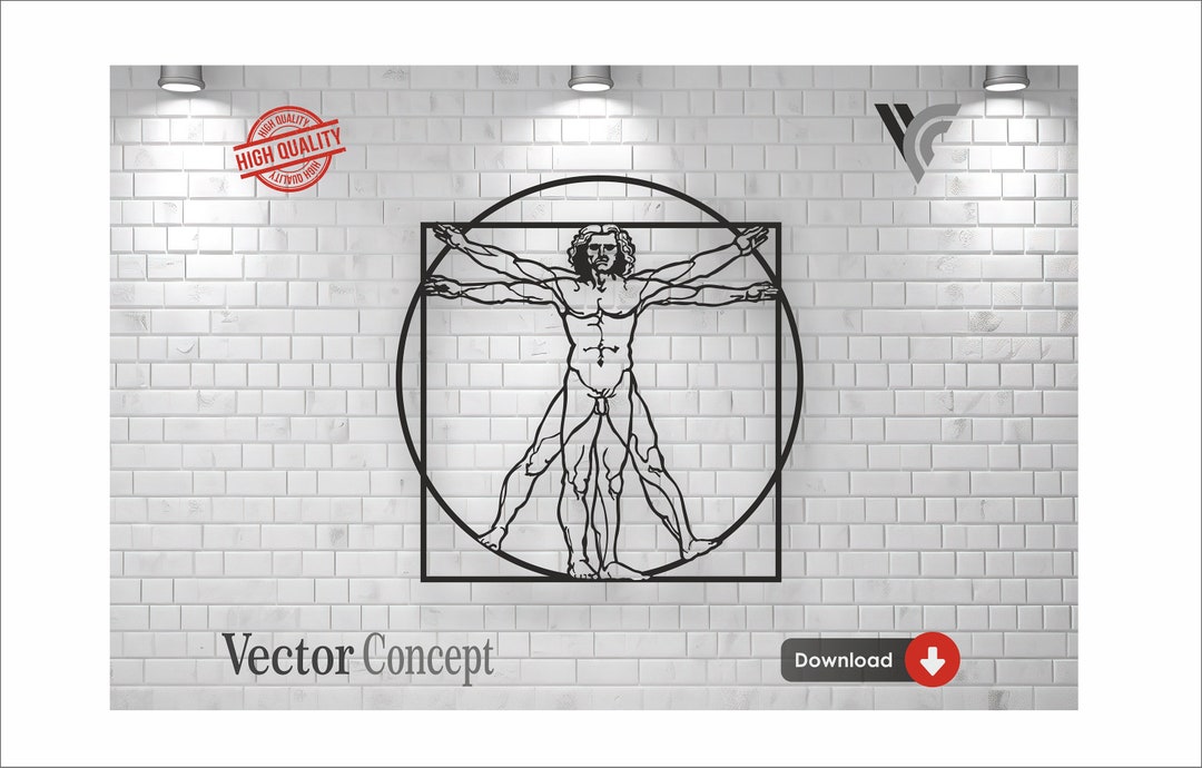 Vitruvian Man Wall Art Decor Vector File for Cnc Machine and Cricut ...