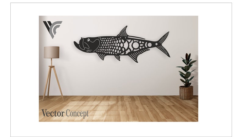 Fish Wall Art Decor Vector File for Cnc Machine and Cricut . File ...