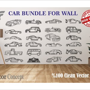 Car Wall Art Vector Bundle: CNC, Cricut Files (svg, Dxf, Cdr, Dwg, Eps ...