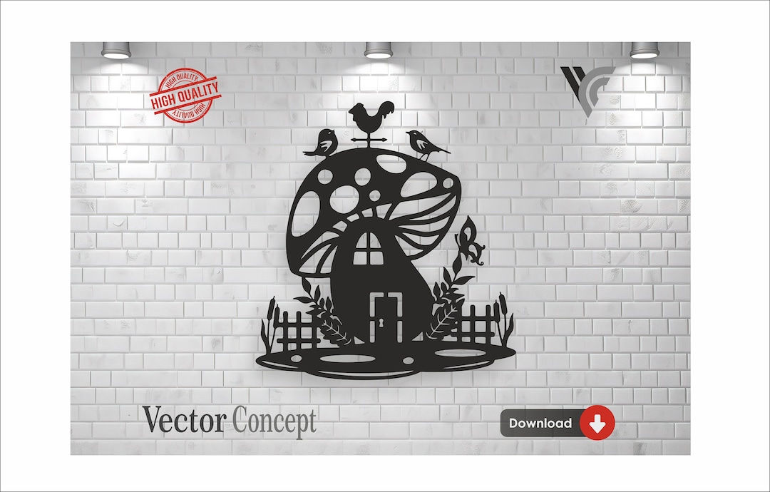 Mushroom Wall Art Decor Vector File for Cnc Machine and Cricut . File ...