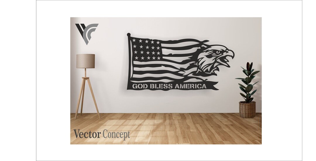 American Flag Wall Art Decor Vector File for Cnc Machine and Cricut ...