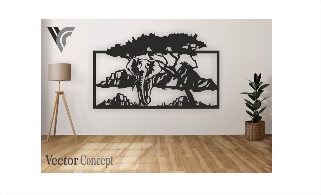 Elephant Wall Art Decor Vector File for Cnc Machine and Cricut . File ...