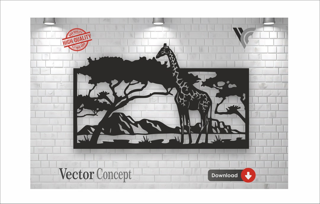 Giraffe Wall Art Decor Vector File for Cnc Machine and Cricut . File ...