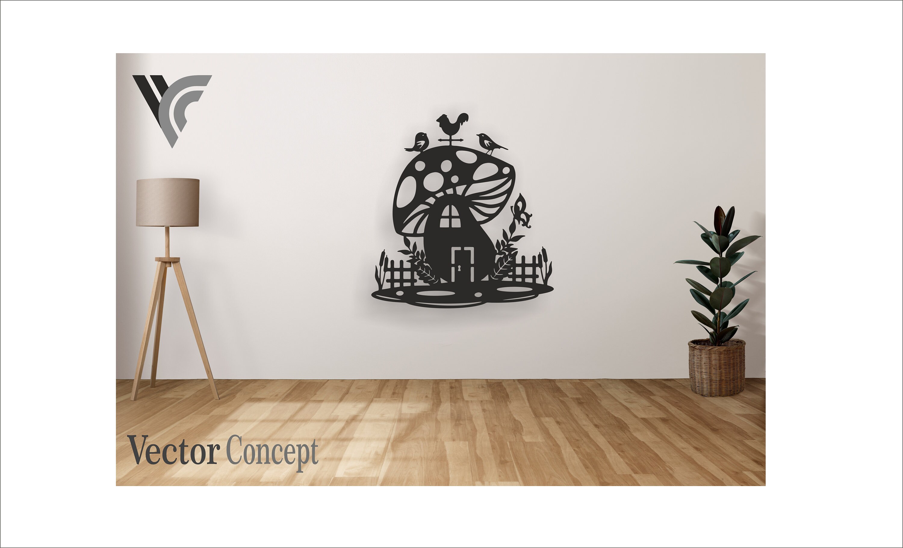 Mushroom Wall Art Decor Vector File for Cnc Machine and Cricut . File ...