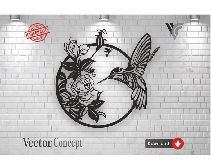 Elegant Hummingbird Svg Eps Dxf Cnc Plasmas Laser Cricut Silhouette ...