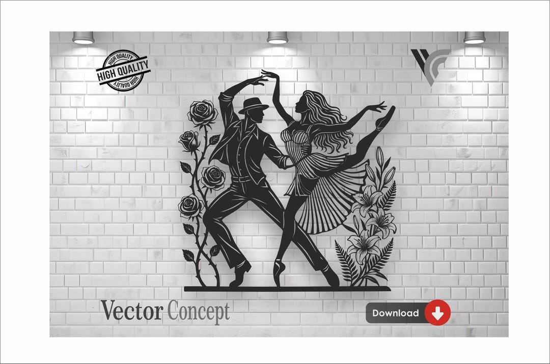 Dancing Couple SVG, Tango Dancers DXF, Laser Cut File, Metal Wall Art ...