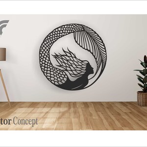 Mermaid Wall Art Decor Vector File for Cnc Machine and Cricut . File ...