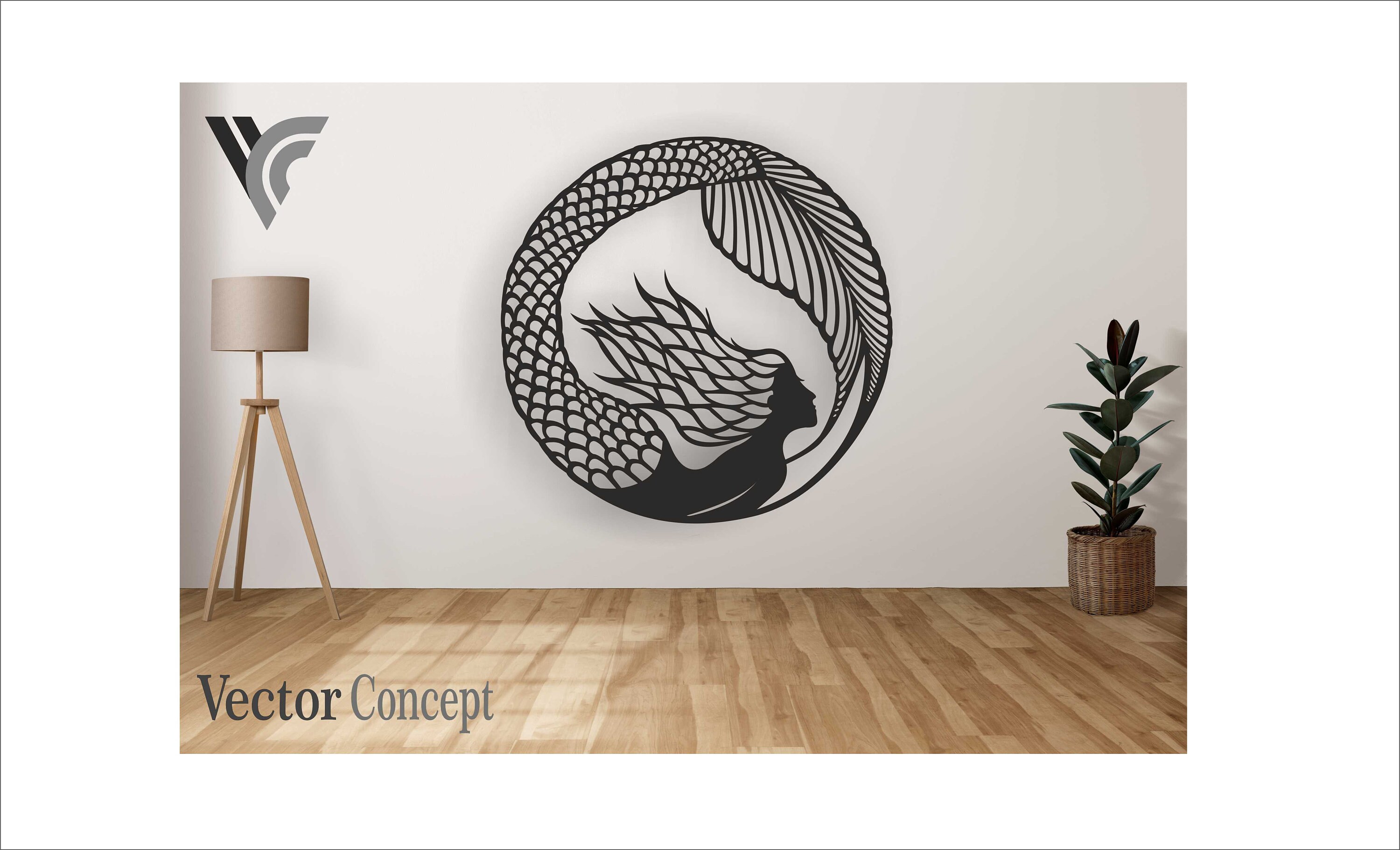Mermaid Wall Art Decor Vector File for Cnc Machine and Cricut . File ...