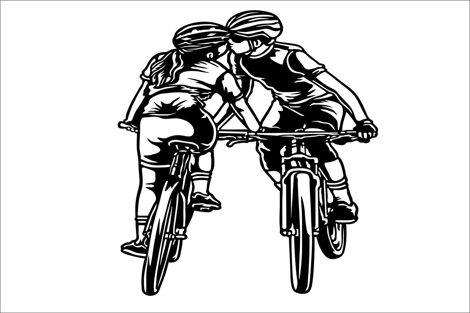 Kissing Bicycle Couple Wall Art Decor Vector File for Cnc Machine and ...
