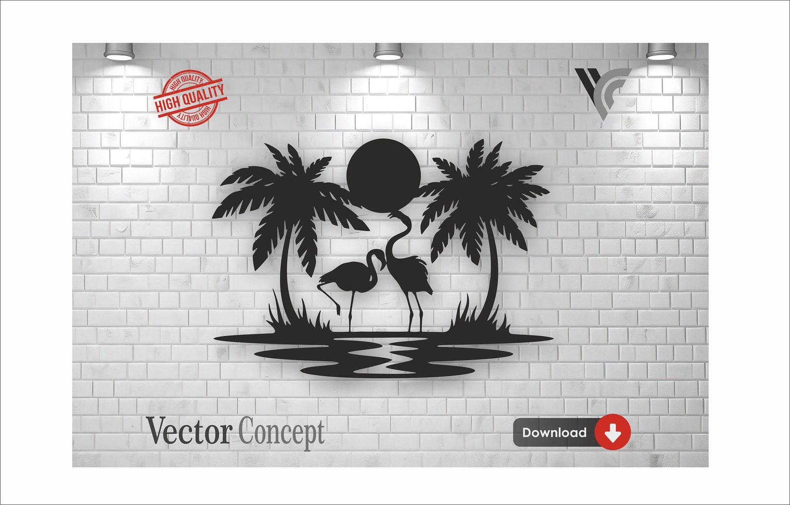 Flamingos Wall Art Decor Vector File for Cnc Machine and Cricut . File ...