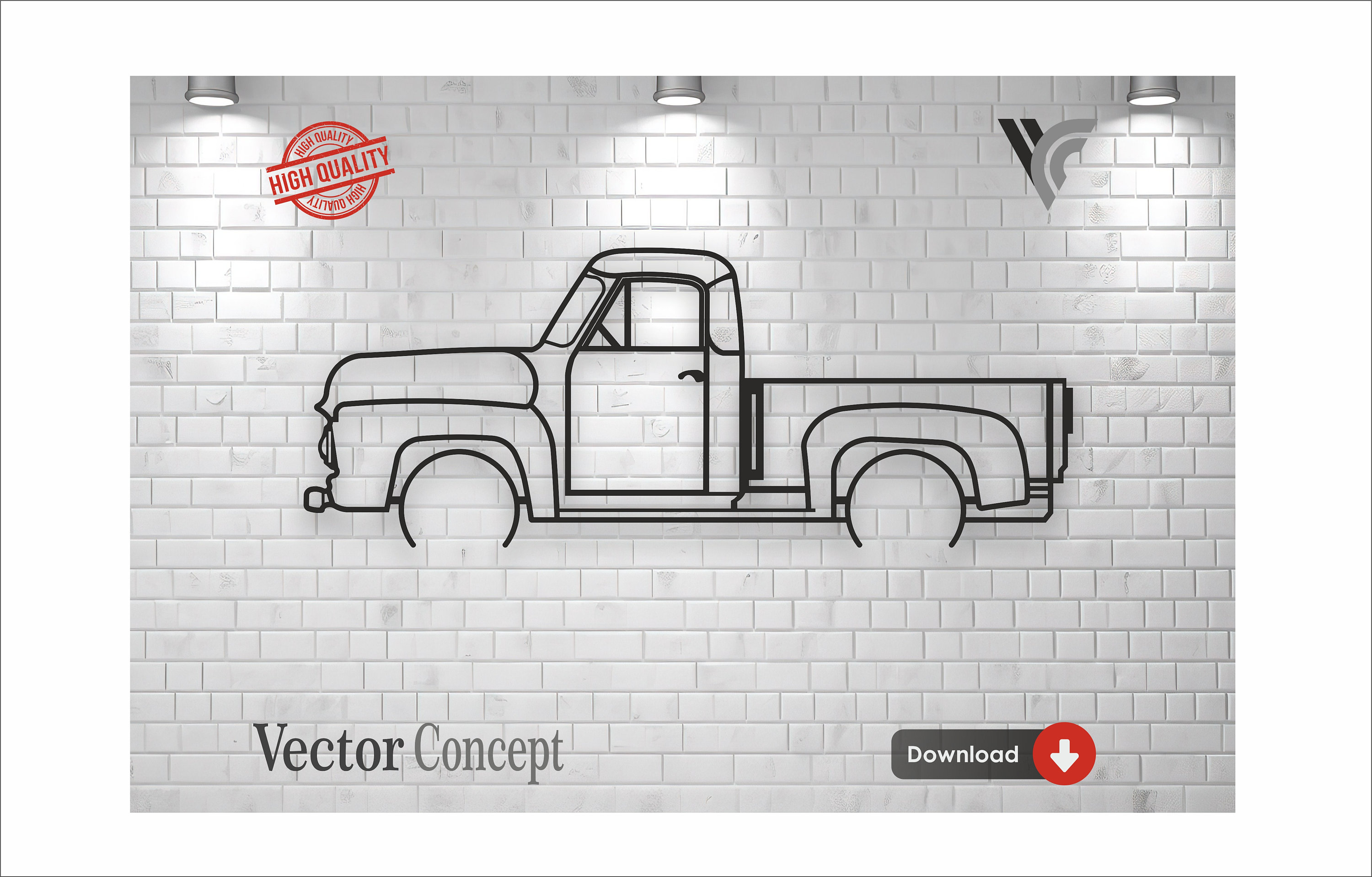 Old Truck Wall Art Decor Vector File for Laser Cutting , Plasma Cutting ...