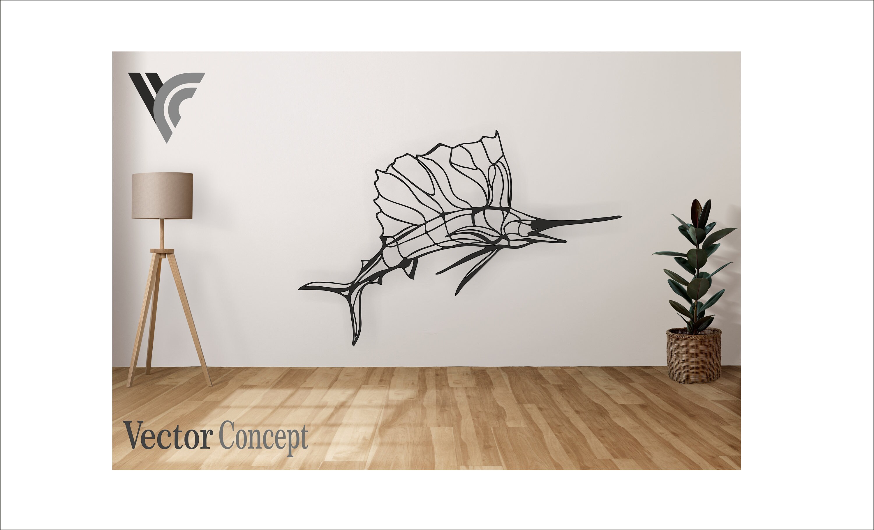 Swordfish Wall Art Decor Vector File for Cnc Machine and Cricut . File ...
