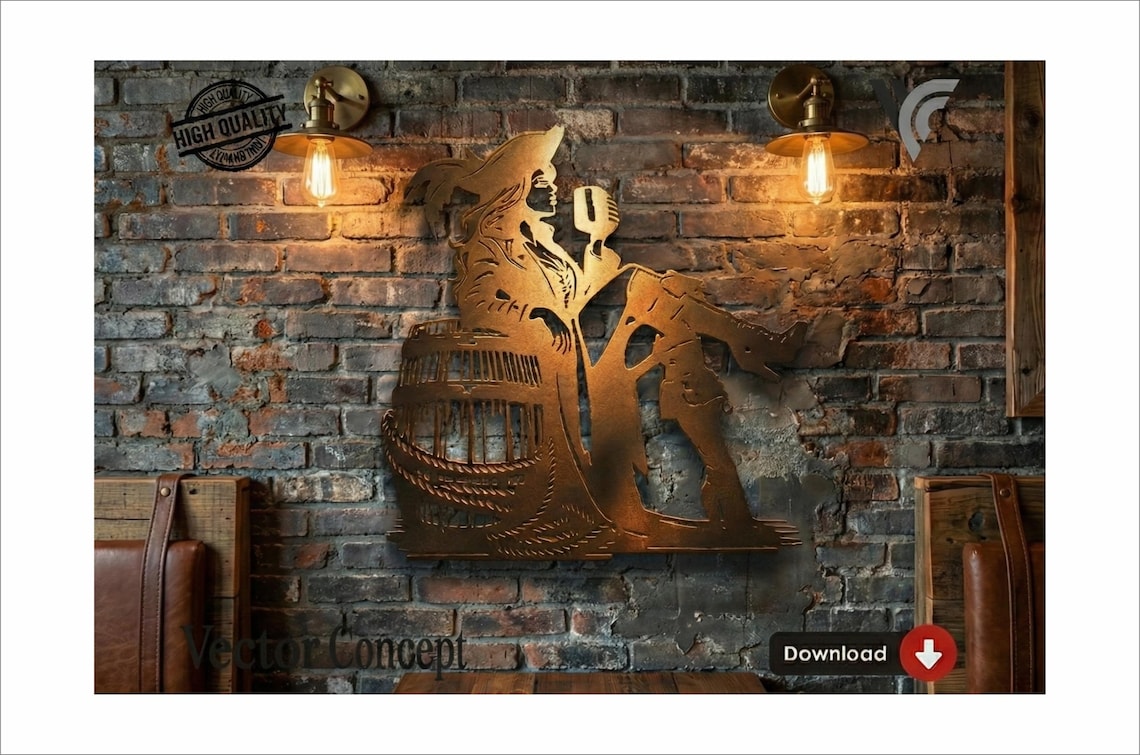 Pirata encostada em um barril SVG - Arquivo de corte a laser CNC DXF ...