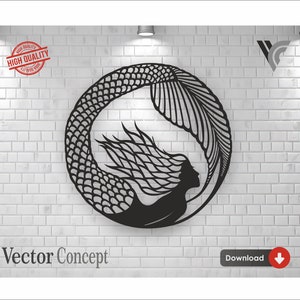 Mermaid Wall Art Decor Vector File for Cnc Machine and Cricut . File ...
