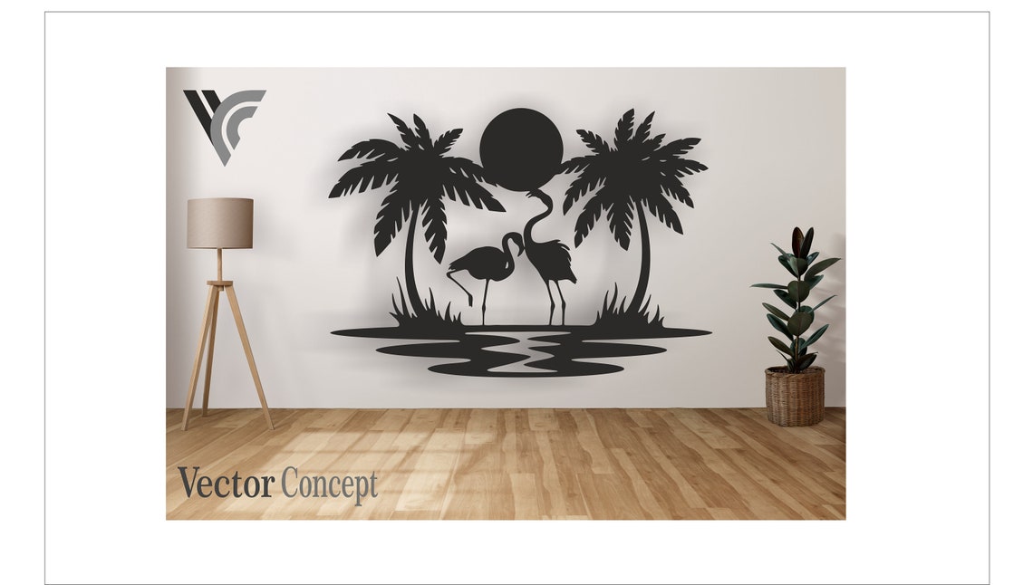 Flamingos Wall Art Decor Vector File for Cnc Machine and Cricut . File ...