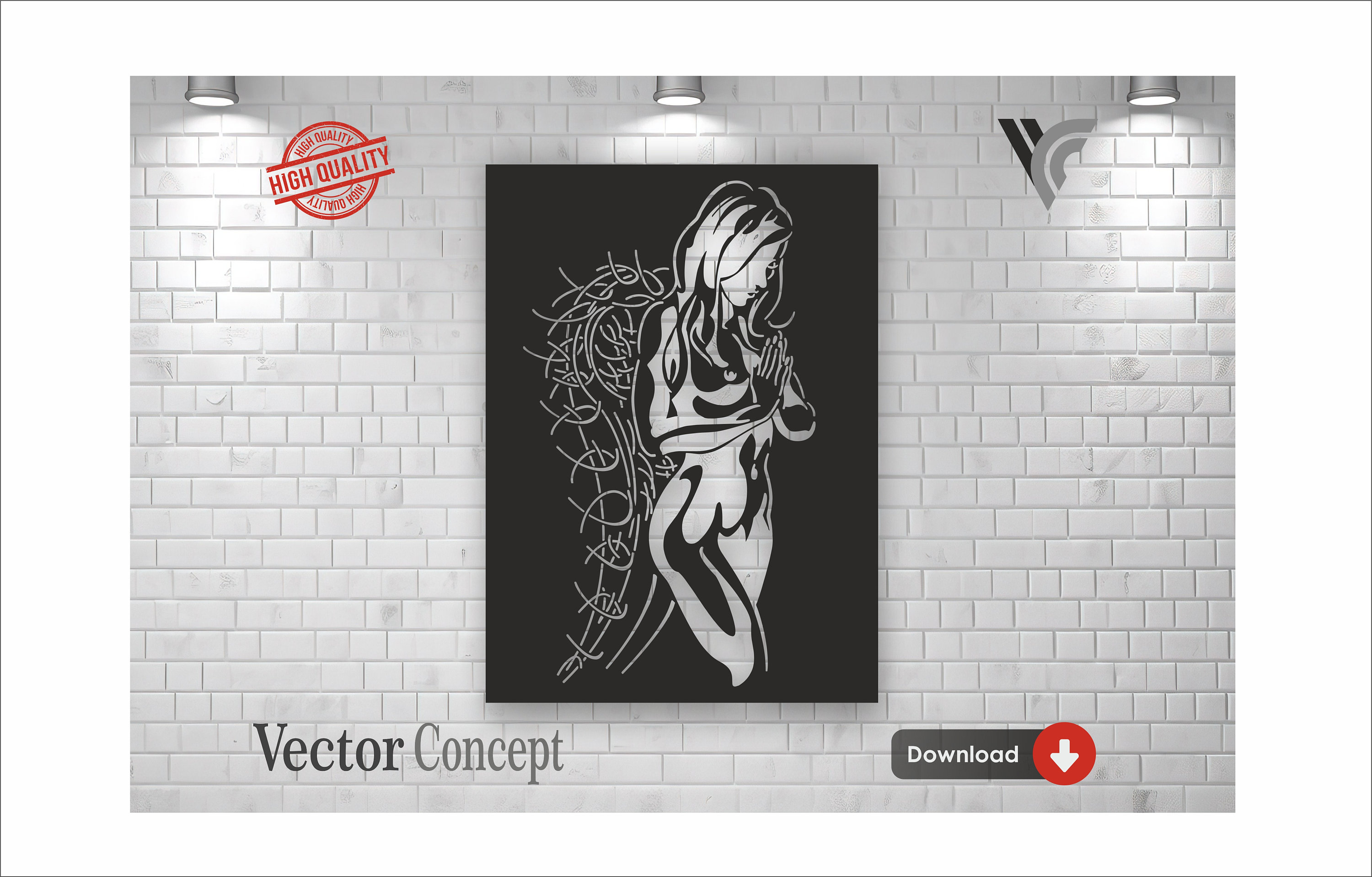 Nude Angel Wall Art Decor Vector File for Cnc Machine and Cricut . File ...