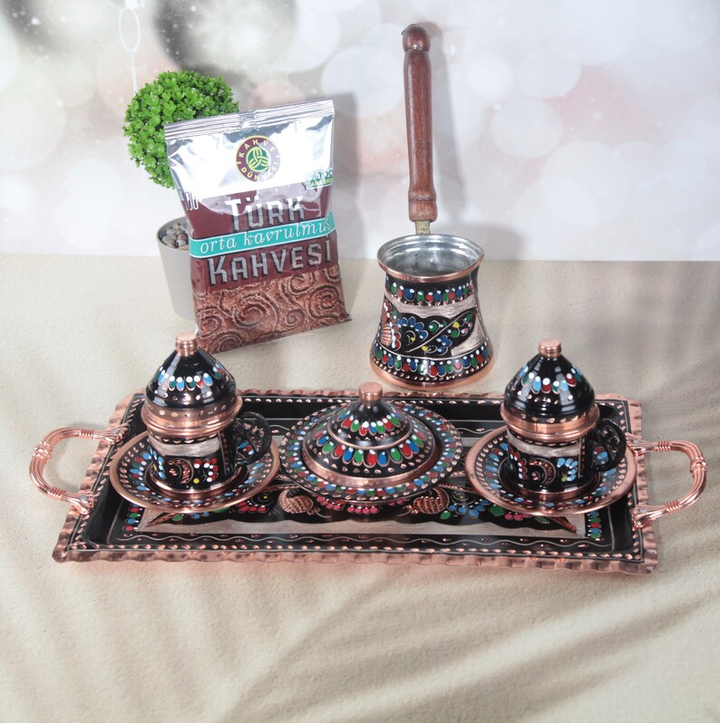 Vintage Turkish Coffee Set of 2,copper Coffee Set,turkish Copper ...