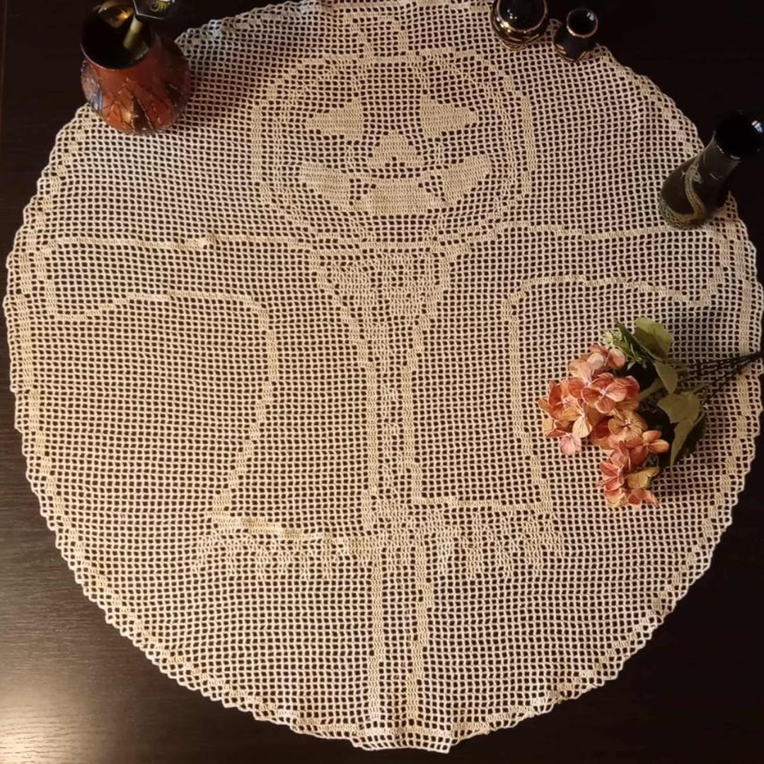 Halloween Scarecrow Filet Crochet Doily - Etsy