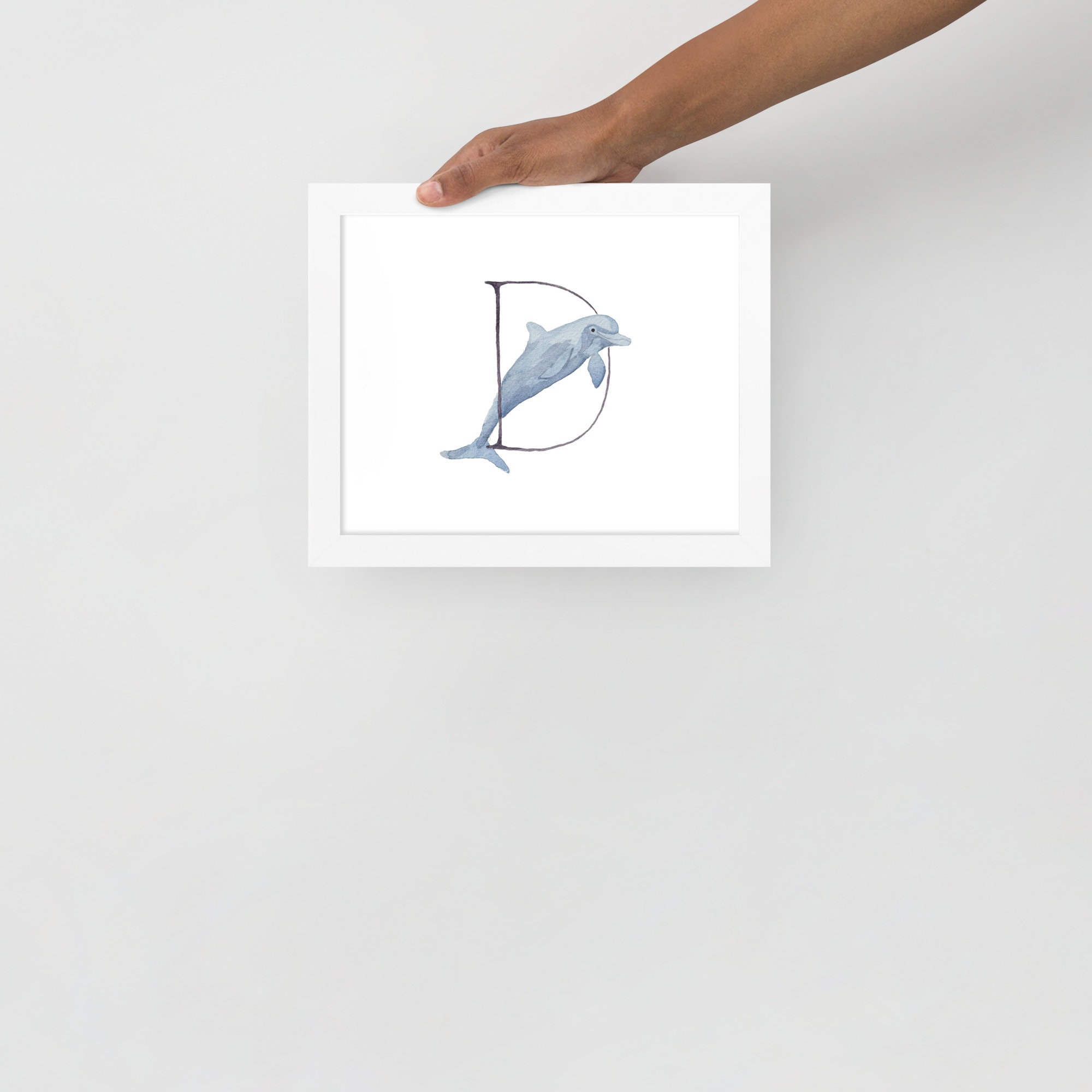 D is for Dolphin Framed Letter Poster, Watercolor Print for Baby ...