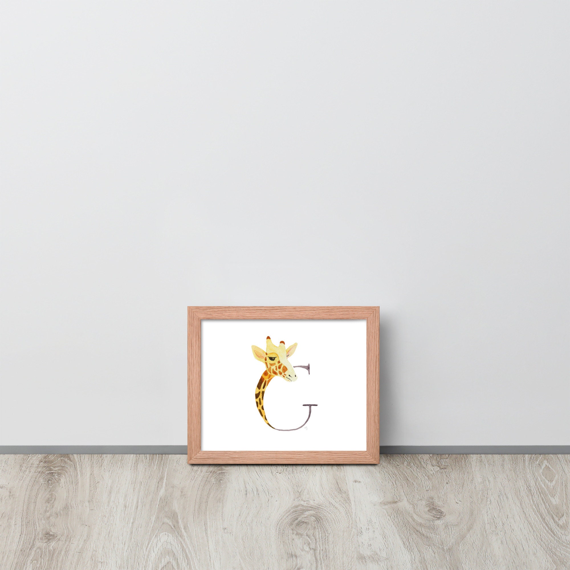 G is for Giraffe Framed Letter Poster, Watercolor Print for Baby ...