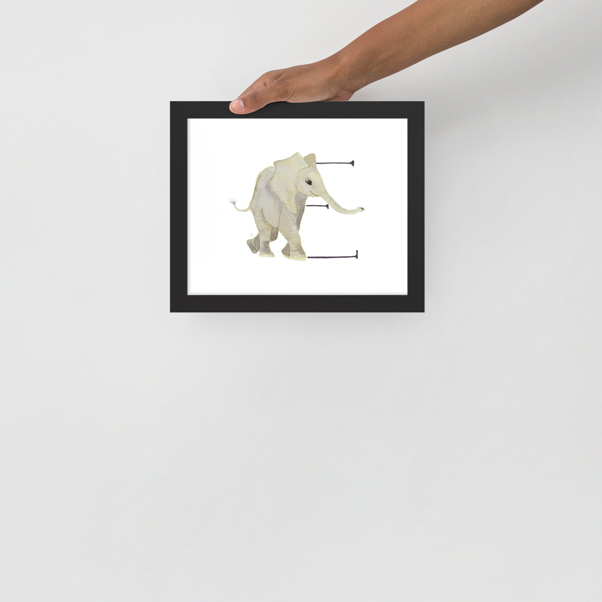 E is for Elephant Framed Letter Poster, Watercolor Print for Baby ...