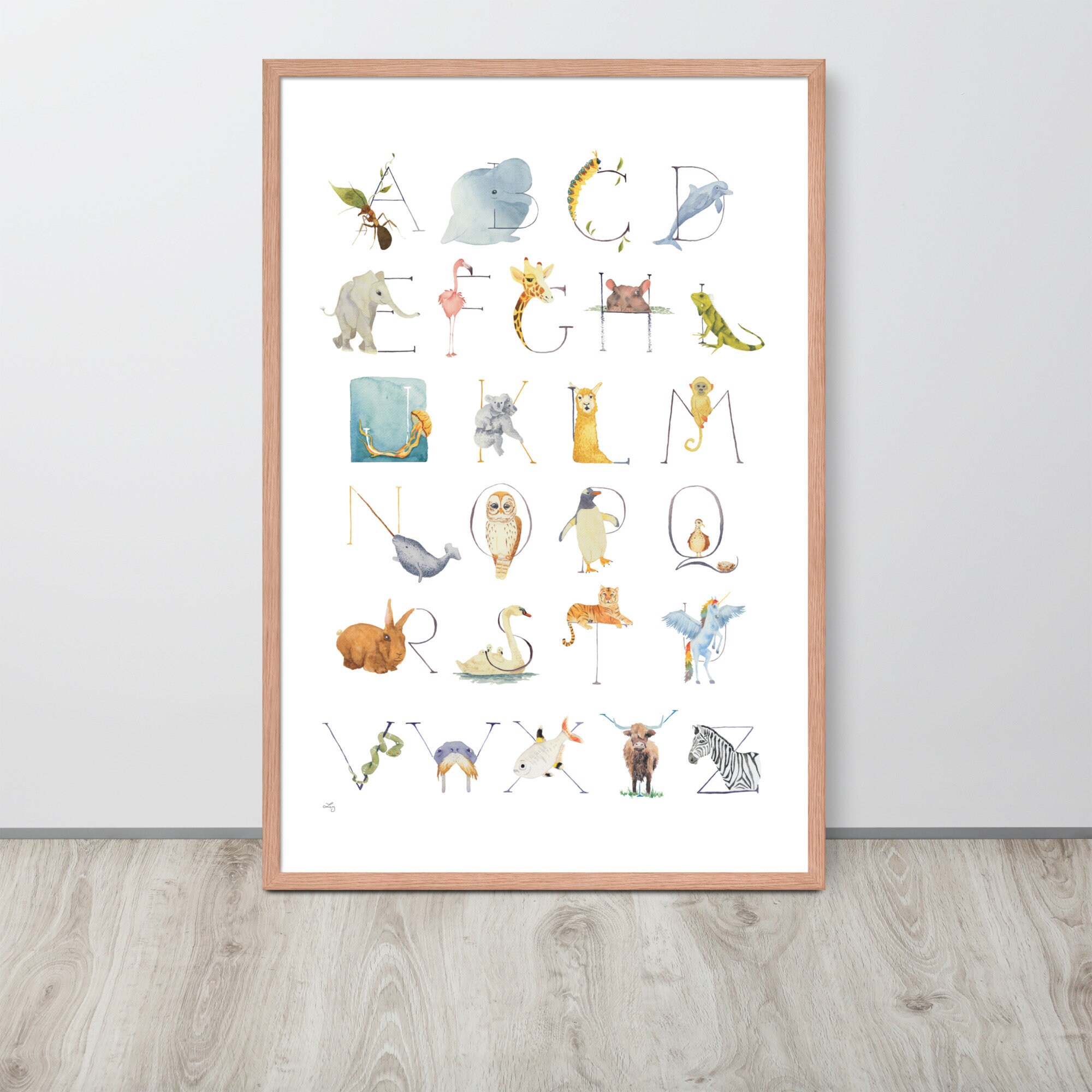 Animal Alphabet Poster, Large Nursery Wall Art, Animal Letter Poster - Etsy