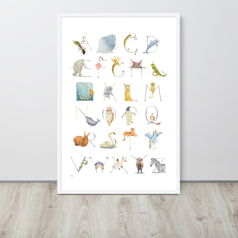 Animal Alphabet Poster, Large Nursery Wall Art, Animal Letter Poster - Etsy